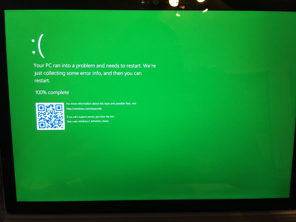 La pantalla azul de la muerte en Windows 10 ahora pasa a ser verde