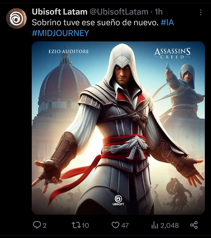 Ubisoft causa revuelo al utilizar imágenes hechas con IA en sus redes sociales