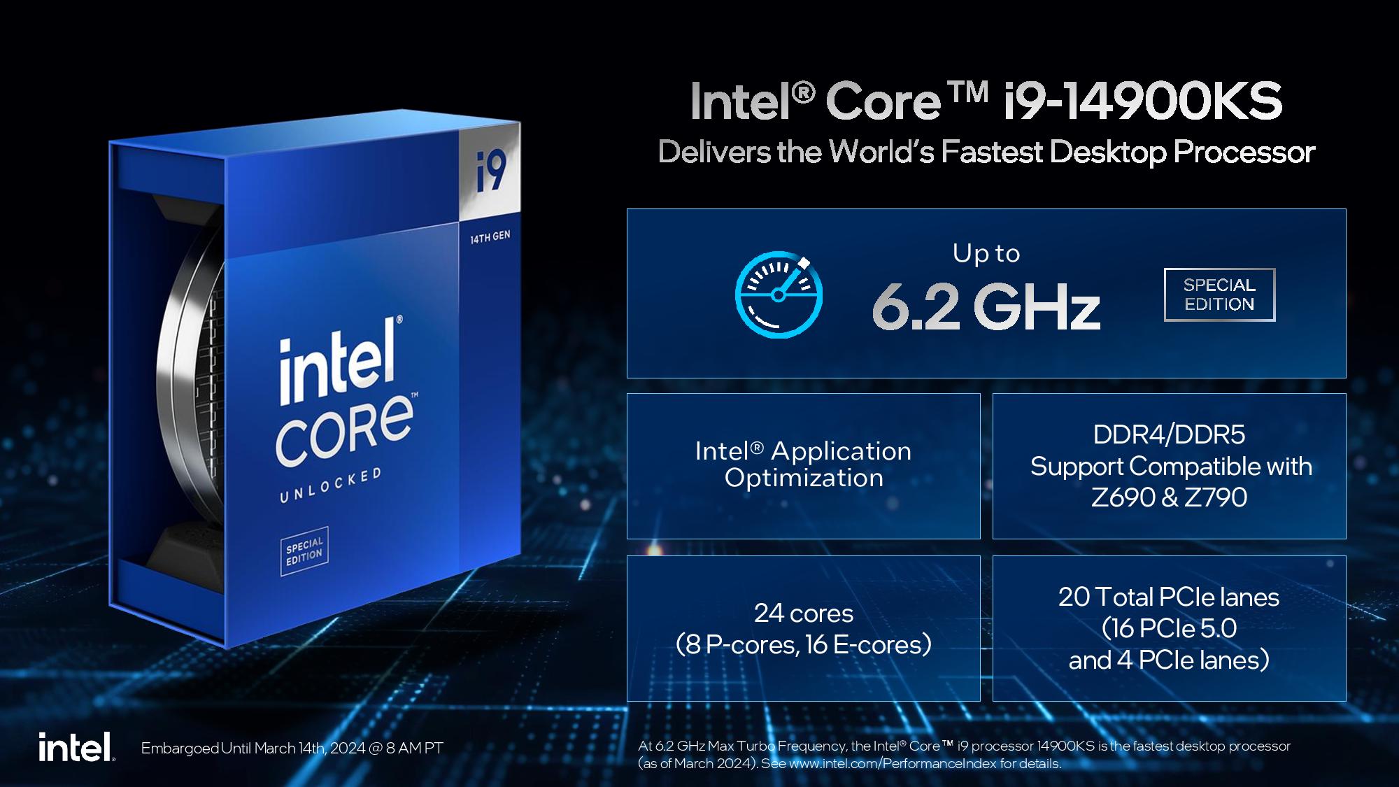 Intel presentó su procesador tope de gama, el Core i9-14900KS a 6,2 GHz ...