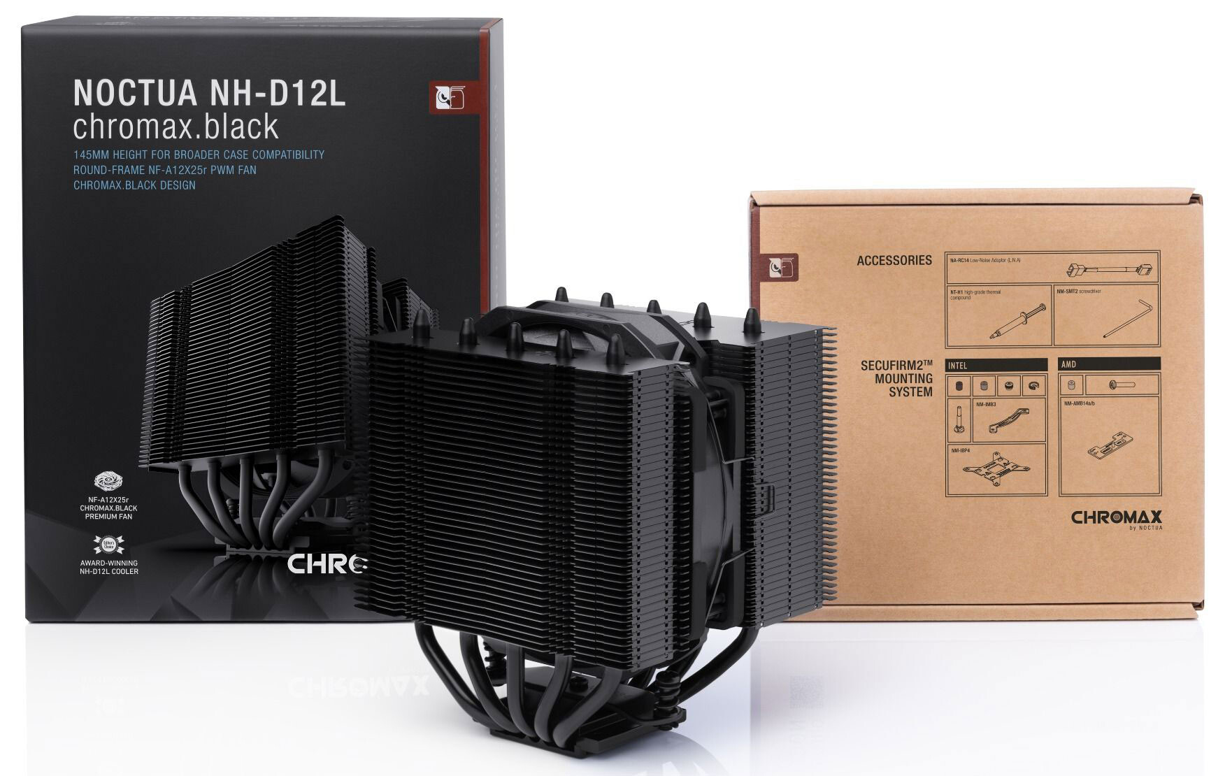 Noctua presentó un nuevo CPU Cooler en color negro, el NH-D12L chromax ...