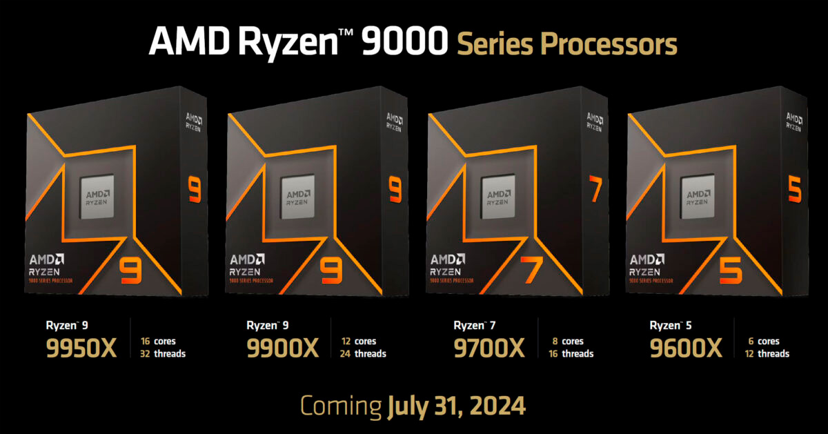 AMD confirma que los procesadores Ryzen 9000 llegarán oficialmente el 31 de julio
