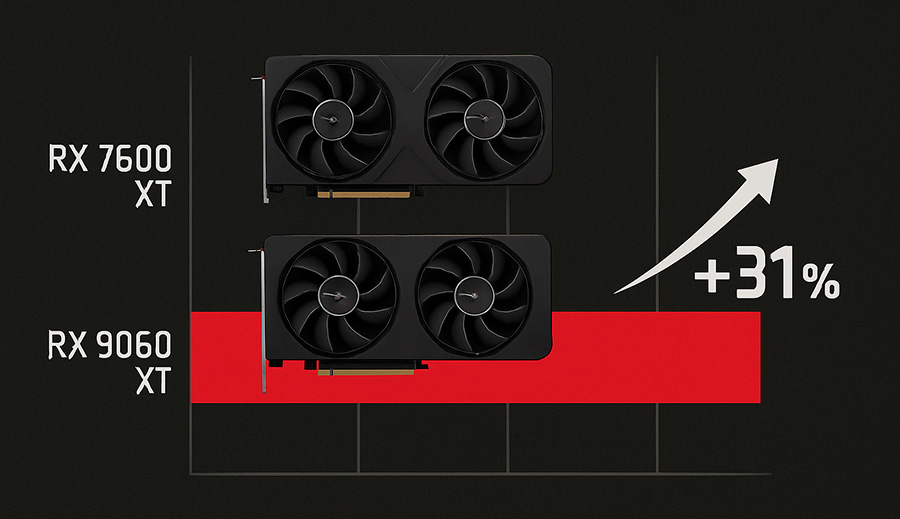 RX 9060 XT rinde hasta 31% más que la RX 7600 XT