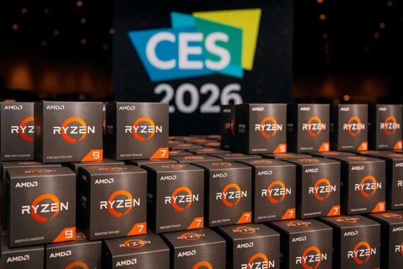 AMD Ryzen 9950X3D2, 9850X3D, 10000G y 9600F en CES 2026