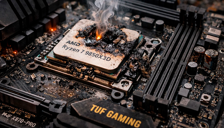 Se reporta la primer muerte de un Ryzen 7 9850X3D y fue en una placa ...